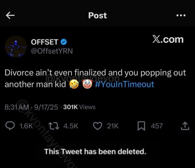 Offset Reacts To Cardi B’s Pregnancy Announcement With Deleted Tweet